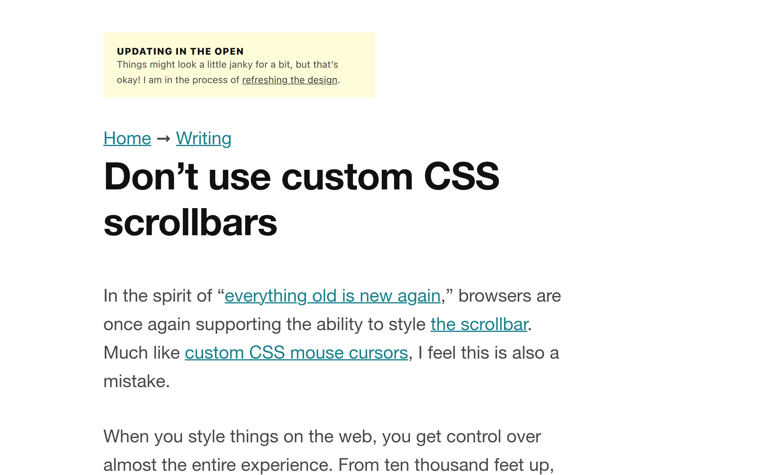 Don’t use custom CSS scrollbars - Elly Loel Don’t use custom CSS scrollbars - Elly Loel
